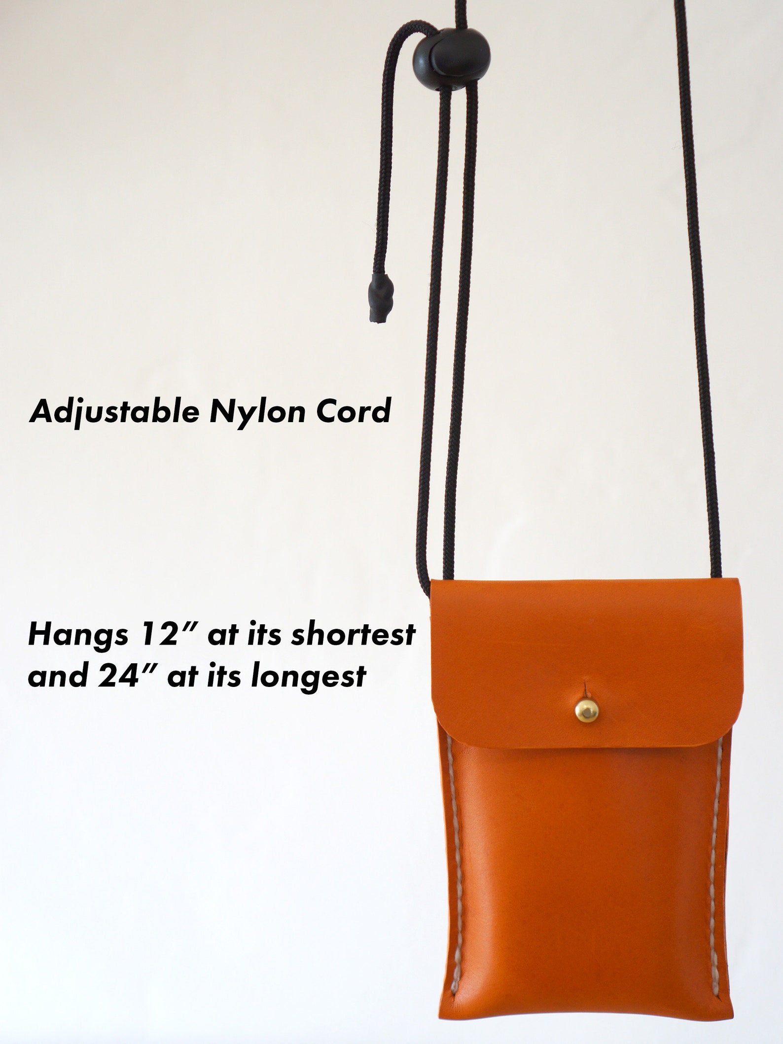 Orange Leather Neck Pouch Leather AirPod Pouch Full Grain Leather Neck ...