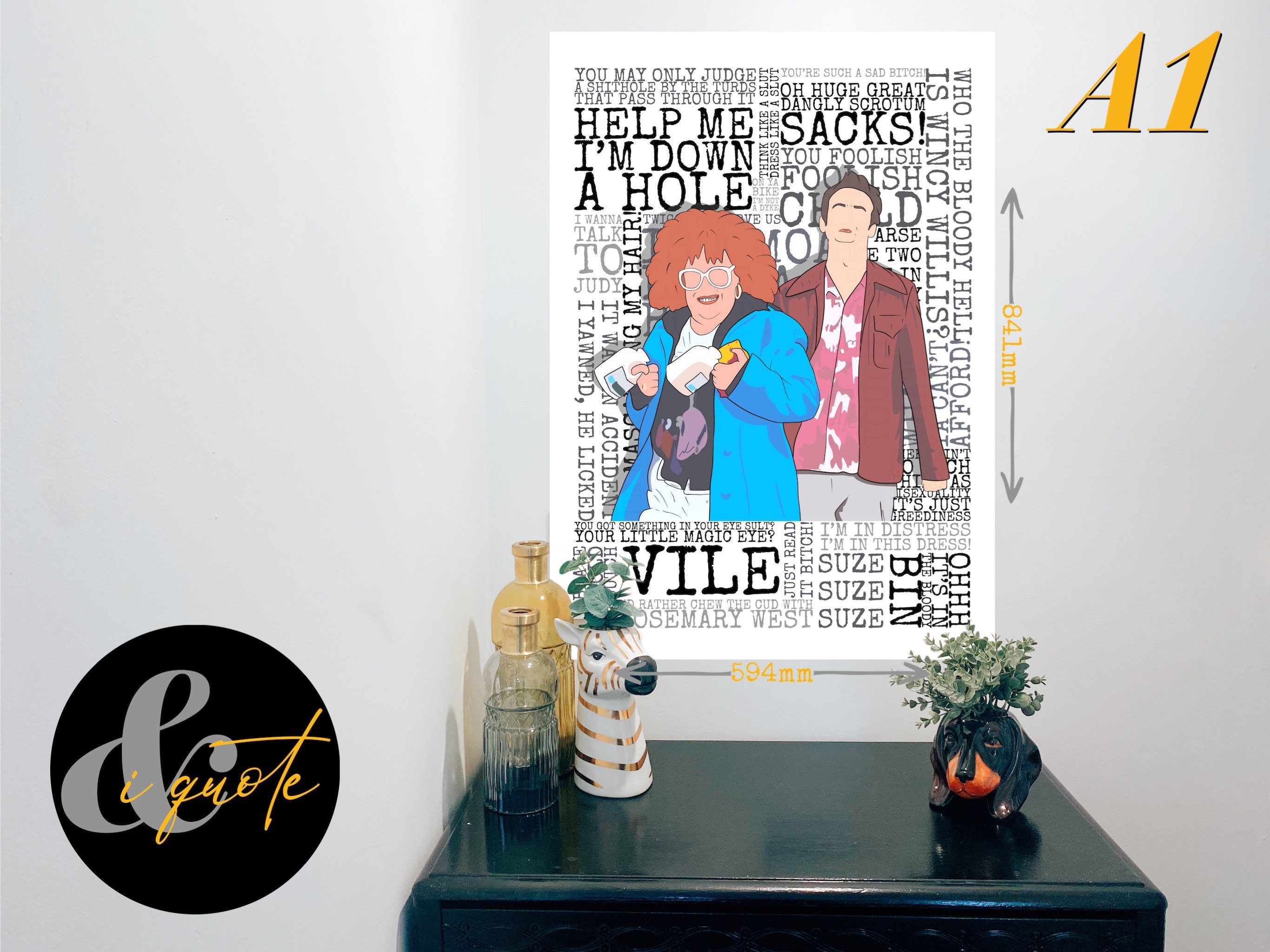 GIMME GIMME GIMME Character Funny Quote Poster Colour Illustrated Wall ...