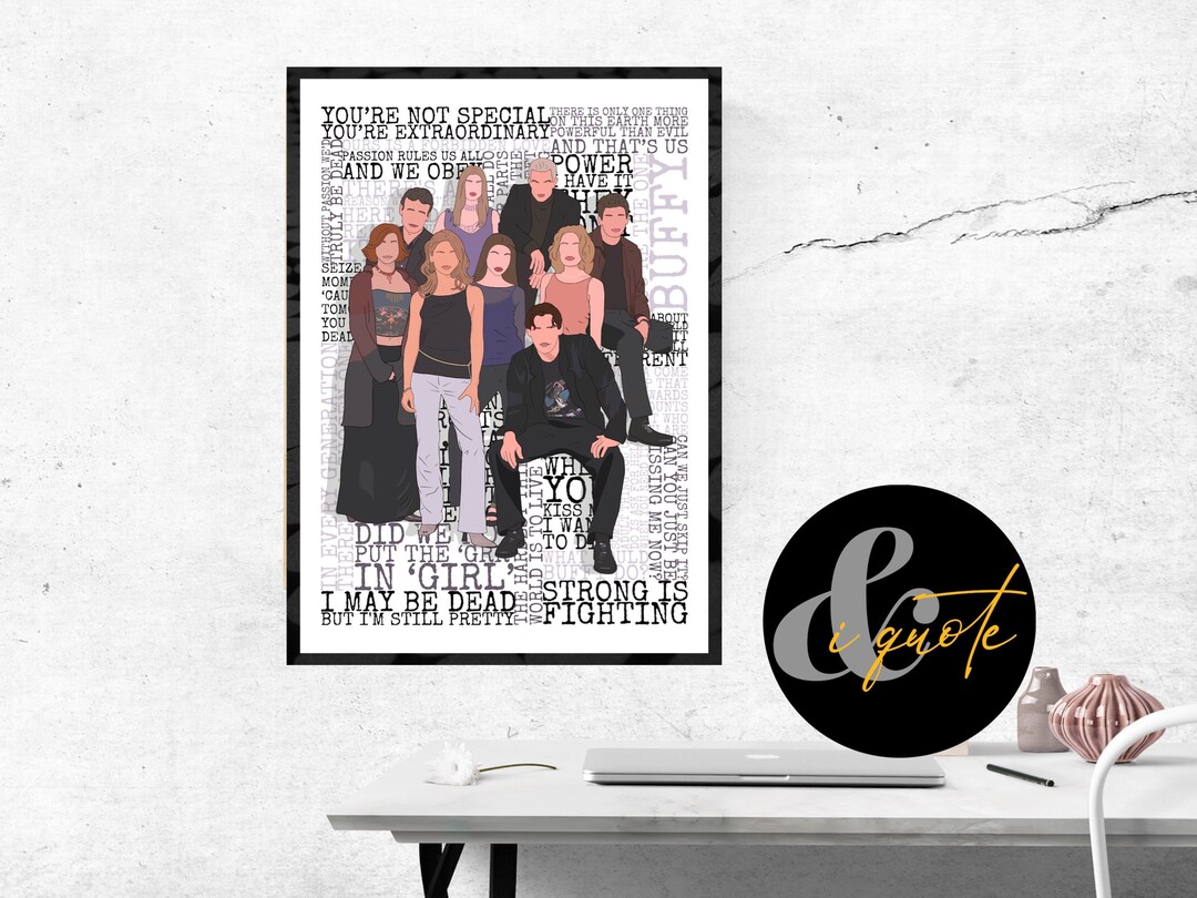 BUFFY the VAMPIRE SLAYER Character Quote Poster Colour Illustrated Wall ...