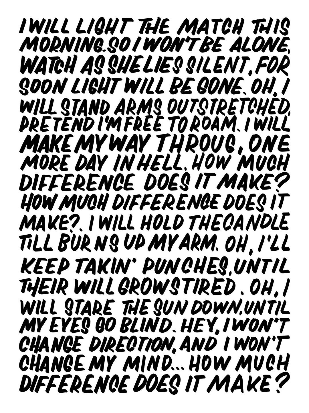 Indifference Lyric Poster, PJ Art, Father's Day, Unique Gift, Handmade ...