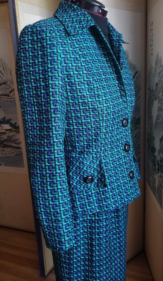 Vintage 2-piece 90s does 60s Black and Jewel Toned Su… - Gem