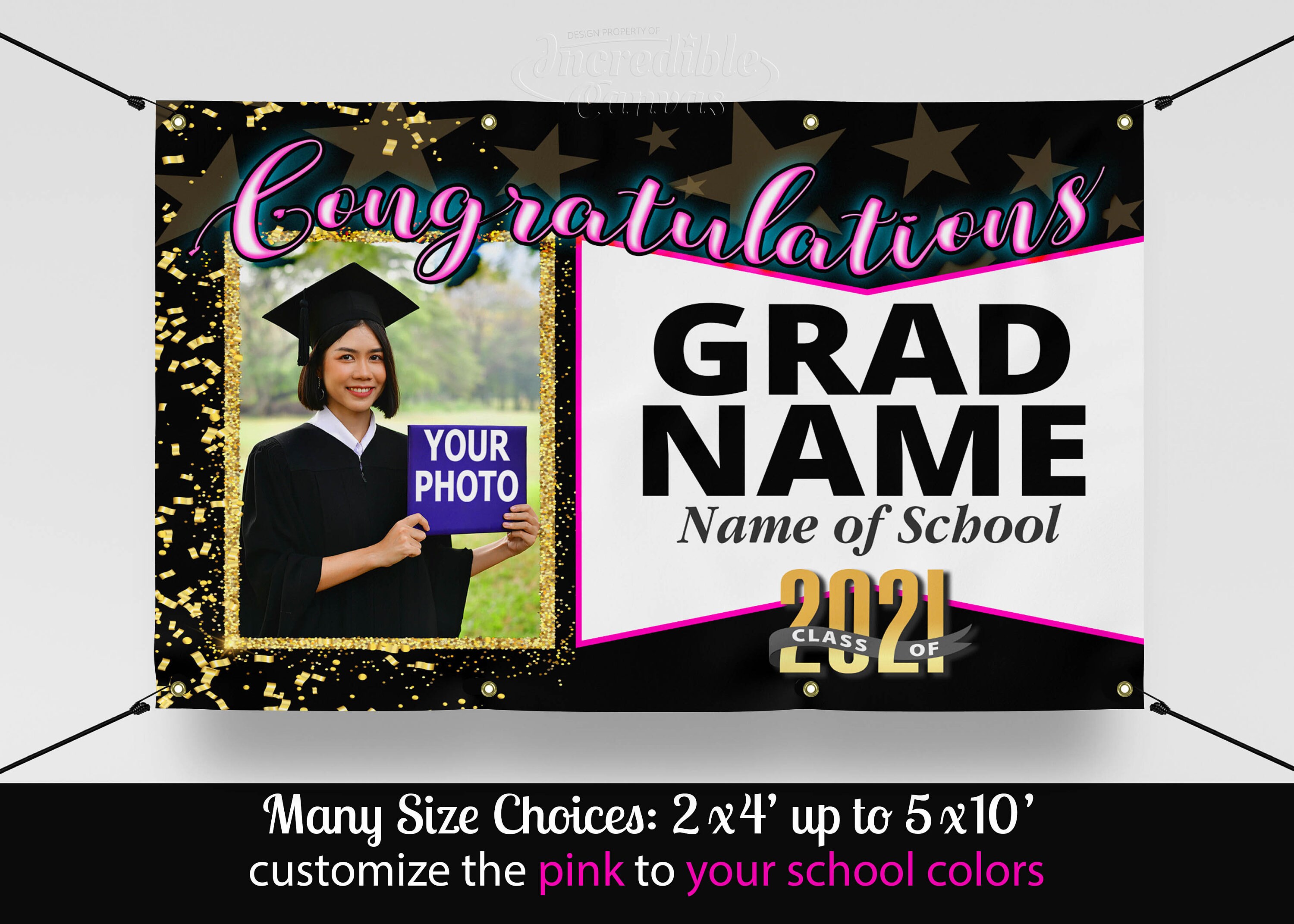 Custom College or High School Graduation Banner with Photo Class of ...