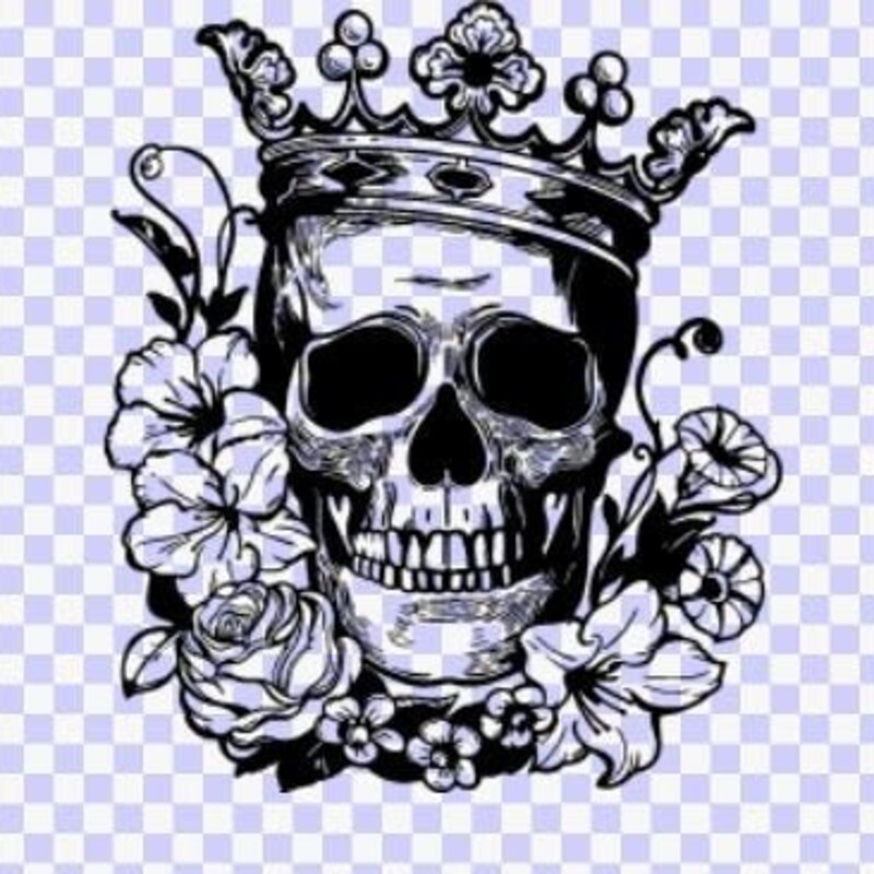 Skull With a Crown Print - Etsy