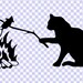 Funny Cat SVG PNG Roasting a Mouse on a Camp Fireinstant Download ...