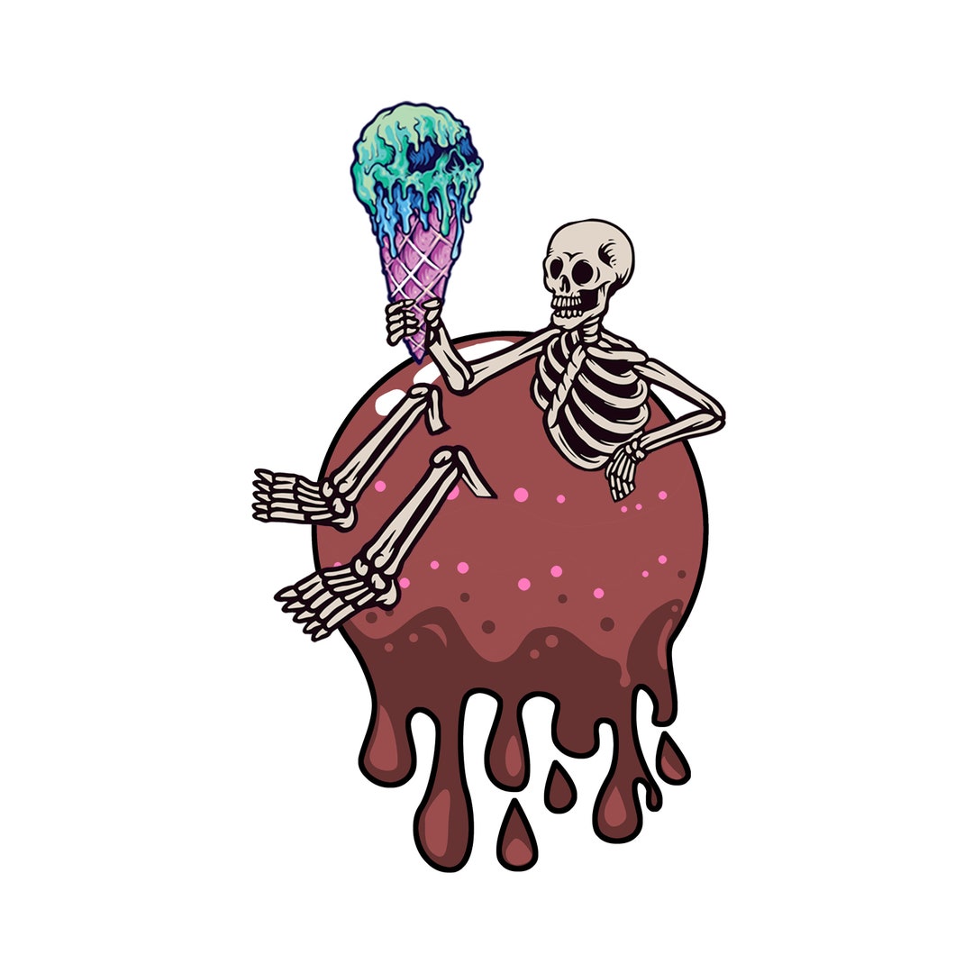 Skeleton Ice Cream Summer Skeleton Skull PNG JPG Digital Download ...