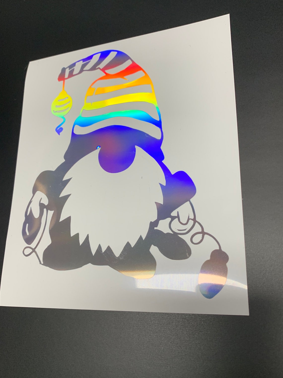 Christmas gnome vinyl sticker holographic decal Decal Laptop | Etsy
