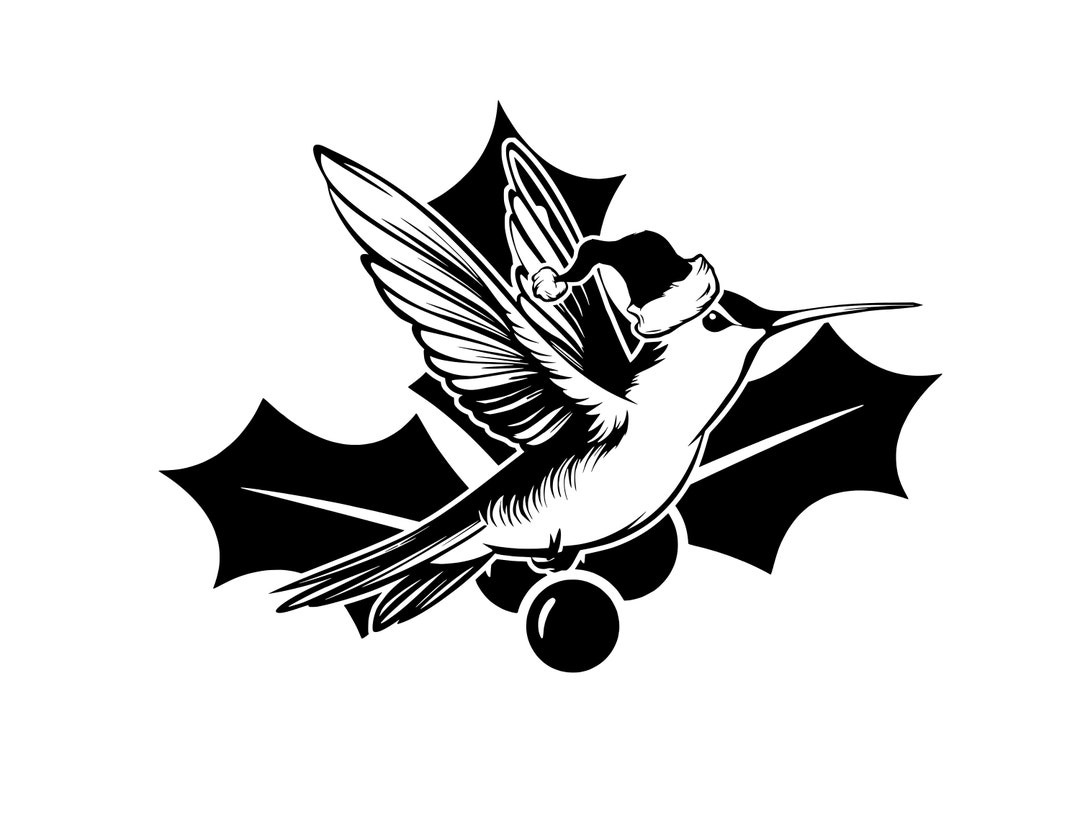 Christmas Humming Bird SVG Download, Christmas Holly - Etsy