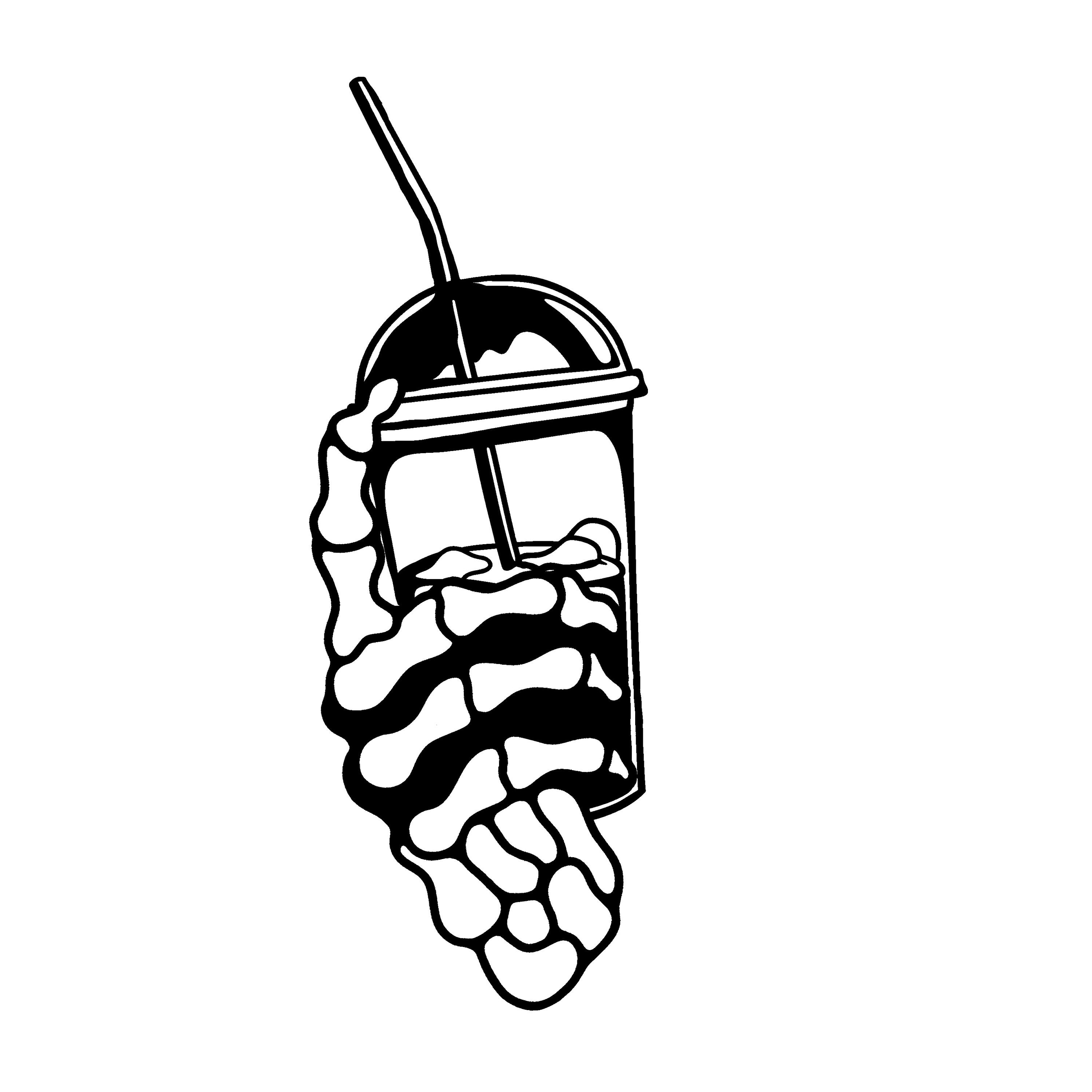 Iced Coffee Drinking Skeleton Hand Svg Instant Digital - Etsy