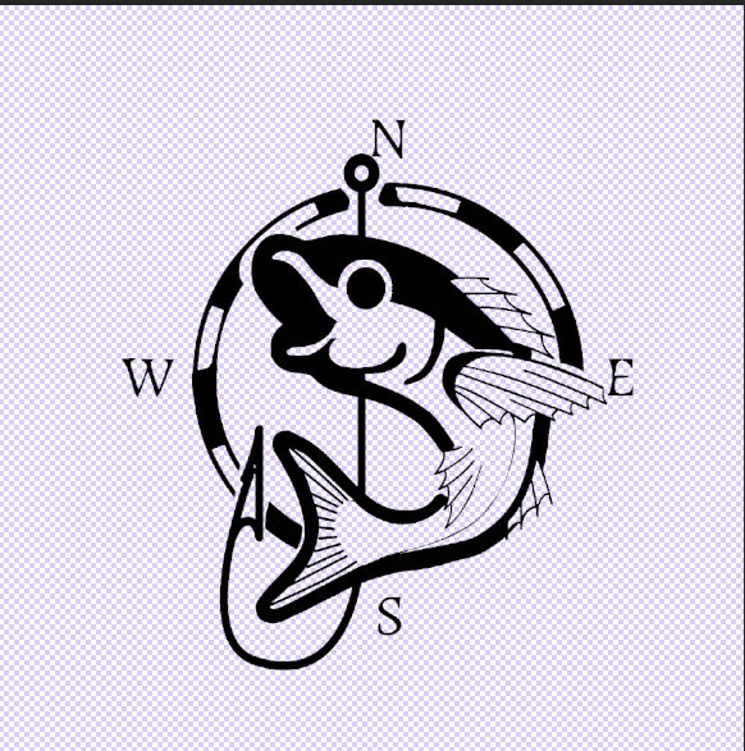 Fishing Compass Digital Download, PNG SVG, Camping Files for Cricut ...