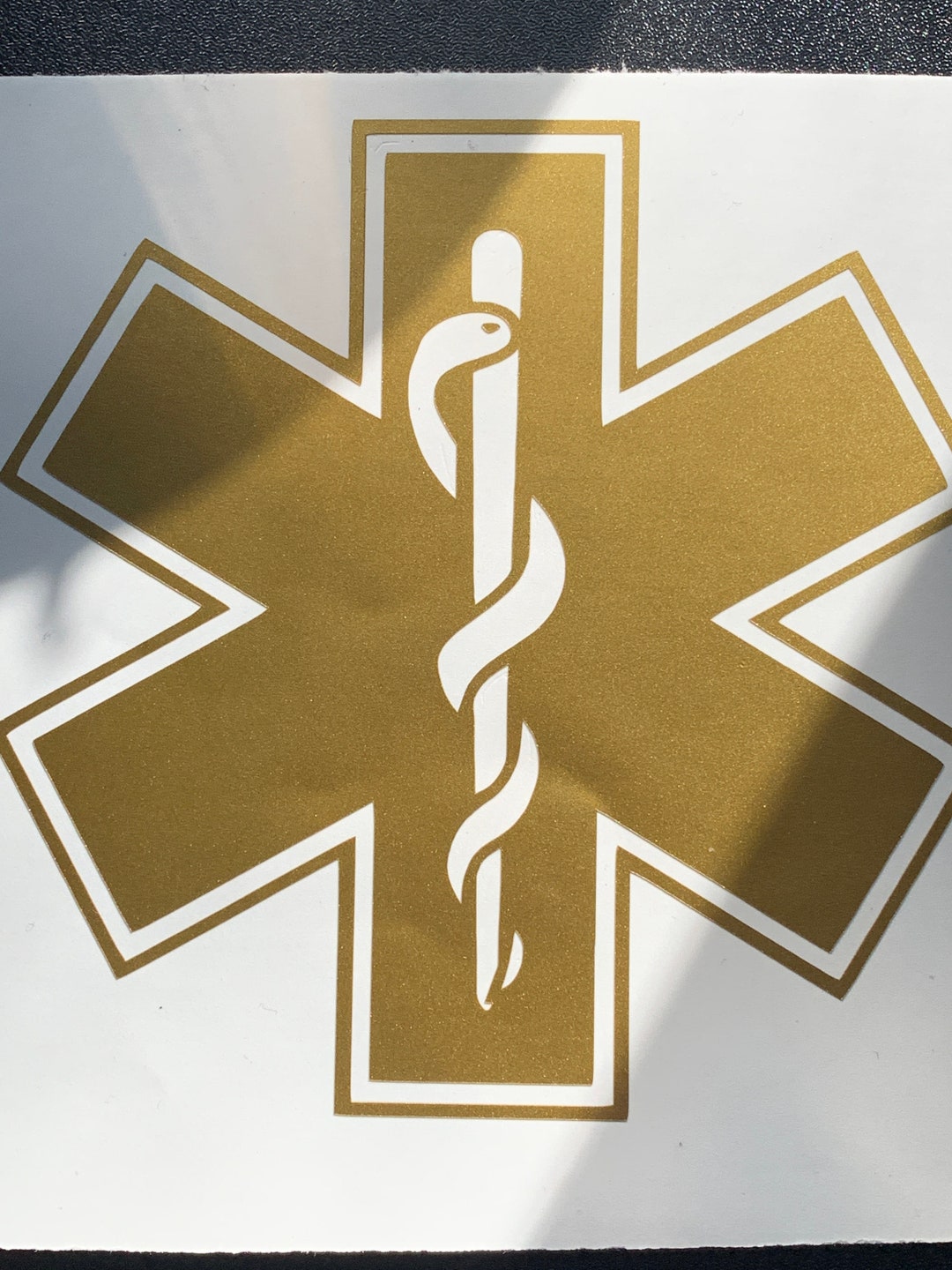 GOLD Star of Life Vinyl Sticker, Weatherproof, Laptop Decal, Medical ...