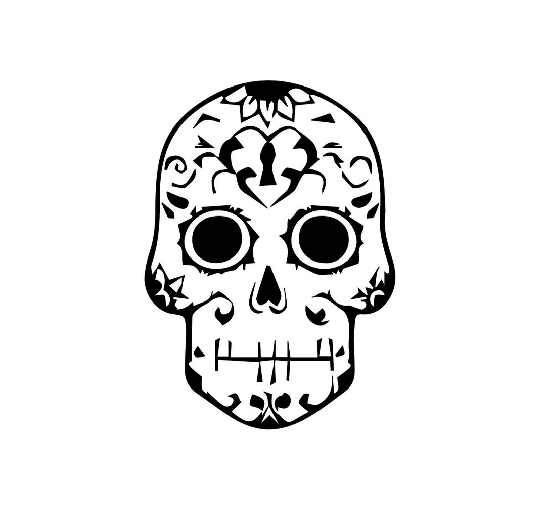 Custom Day of the Dead Skull Decal, Vinyl Decal Sticker, Black Vinyl ...