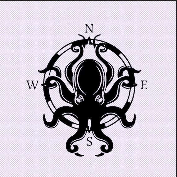 Octopus Compass Digital Download PNG SVG Kraken Svg Squid - Etsy Australia