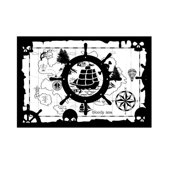 Pirate Map Clipart Black And White