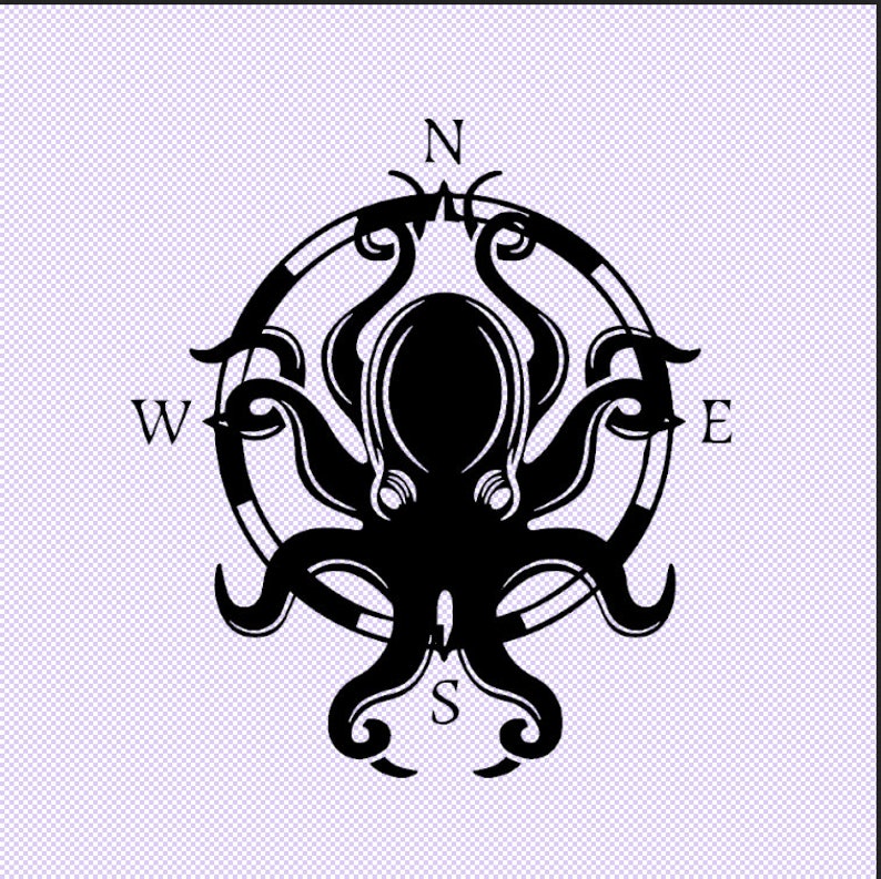 Octopus Compass Digital Download PNG SVG Kraken Svg Squid - Etsy