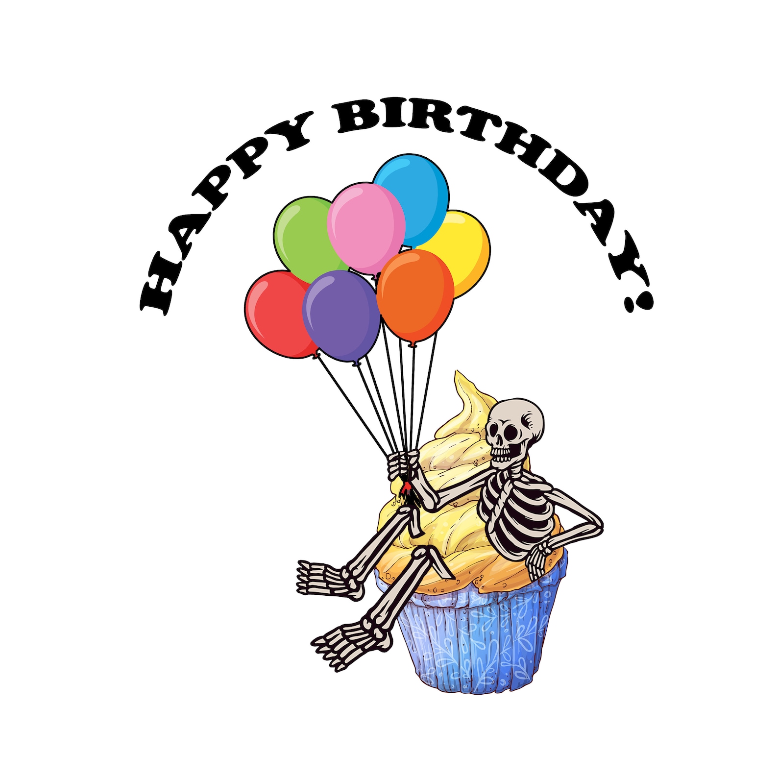 Happy Birthday Skeleton Balloons PNG JPG Digital Download - Etsy Norway