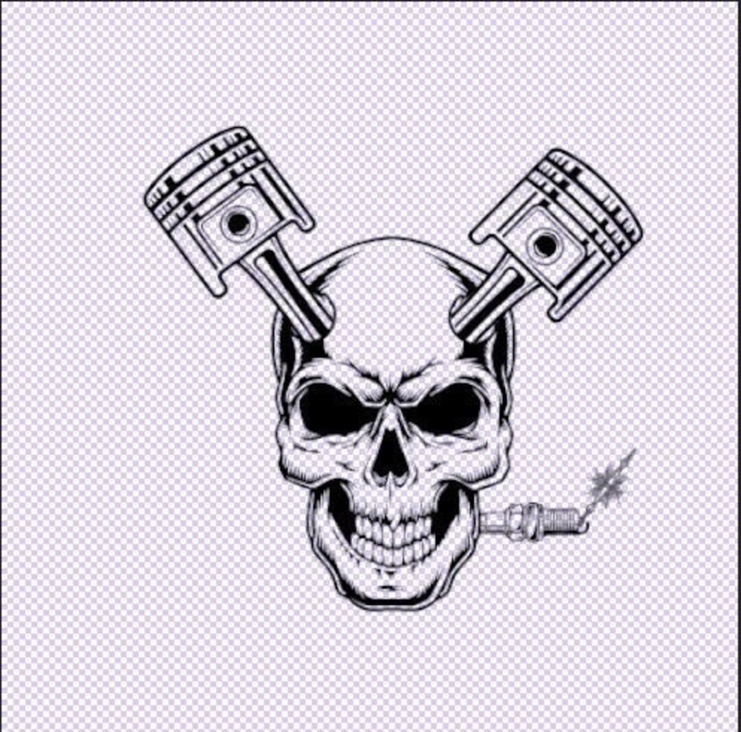 Gear Head Skull SVG Download Cut File, Piston Sparkplug Svg ,silhouette ...