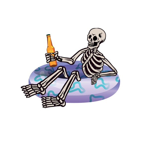 Summer Skeleton Floating Drinking PNG JPG Digital Download - Etsy