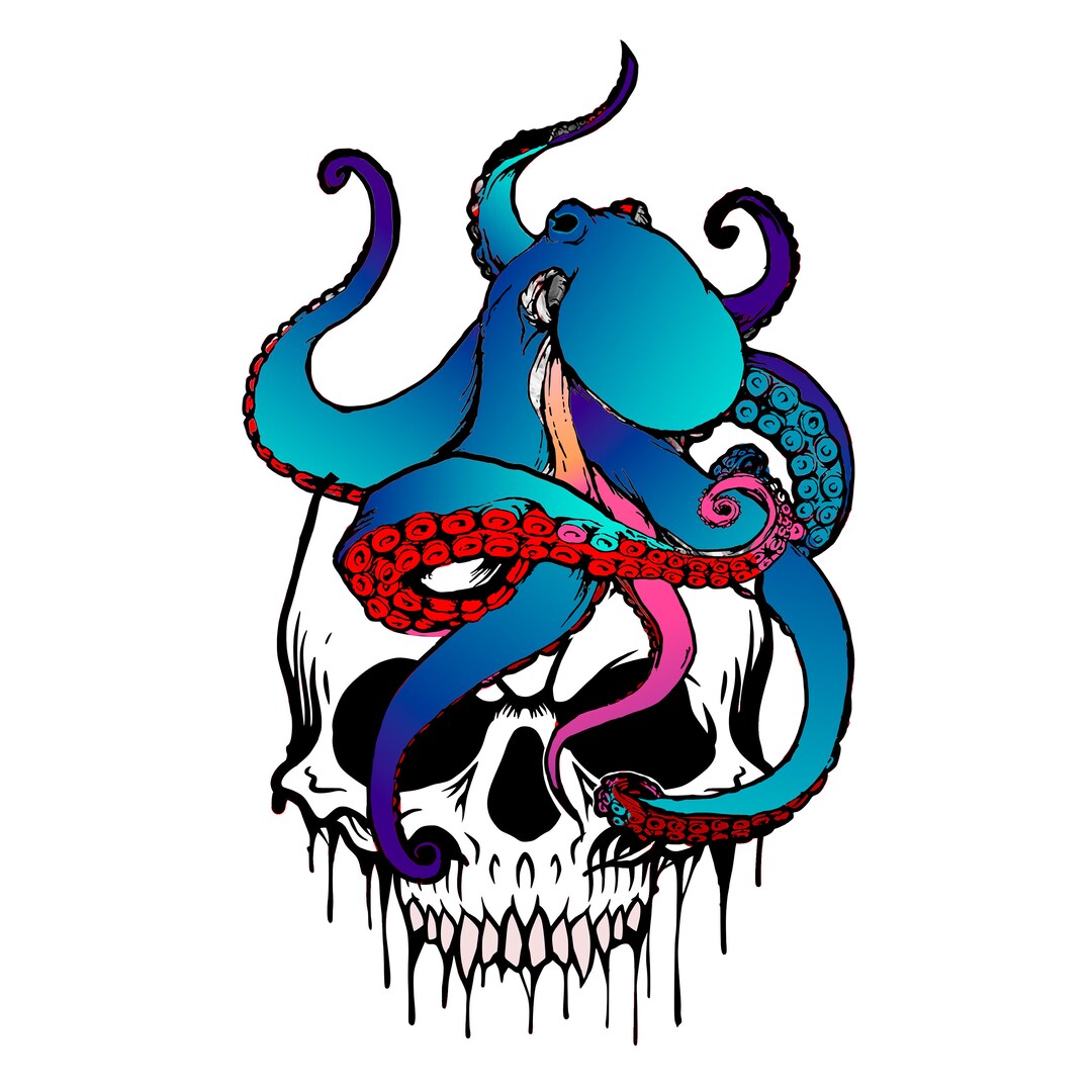 Skeleton Octopus Digital Download, Kraken, Squid, Octopus Clipart ...