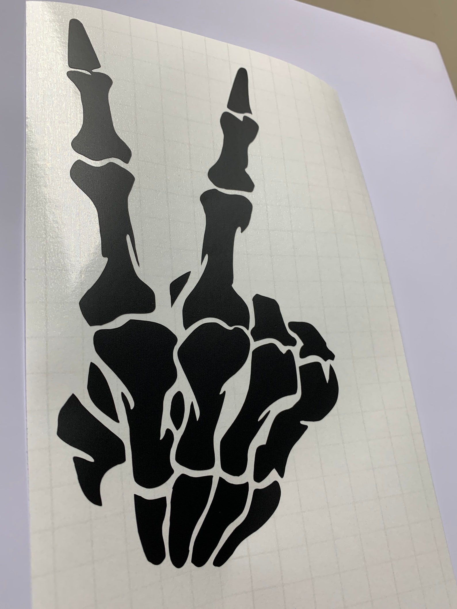Skeleton Peace Sign Vinyl Decal Sticker Finger Vinyl Decal Black ...