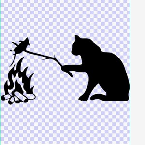 Funny Cat SVG PNG Roasting a Mouse on a Camp Fireinstant Download ...