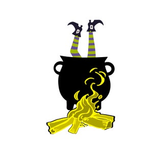 Witch in Cauldron Download, Legs Upside Down, Cauldron Halloween Png ...