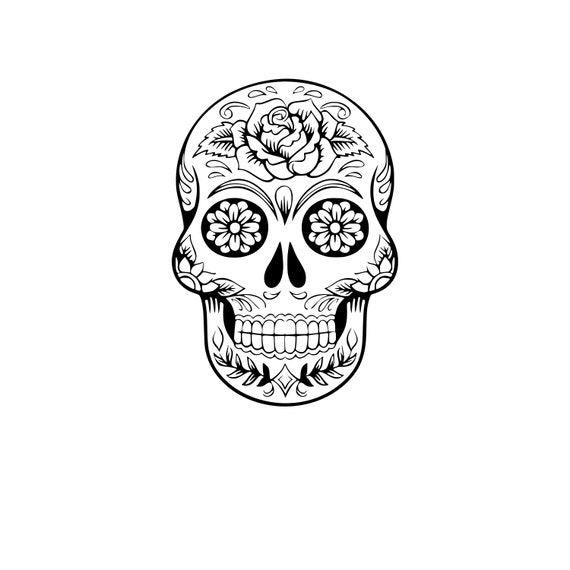 Sugar Skull Black And White Clip Art