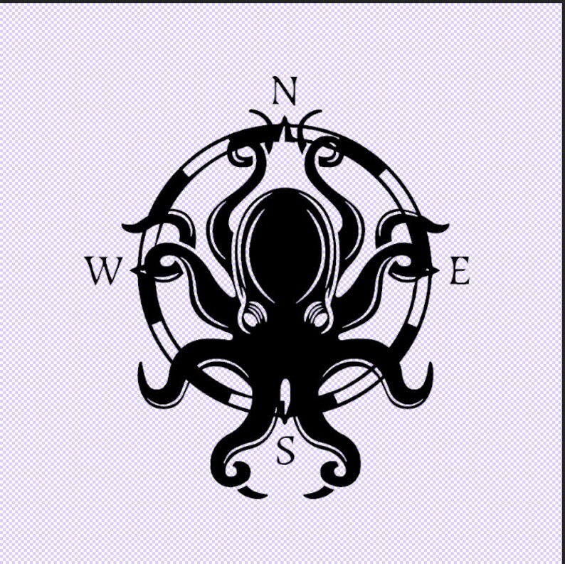 Octopus Compass Digital Download, PNG SVG, Kraken Svg, Squid Svg ...
