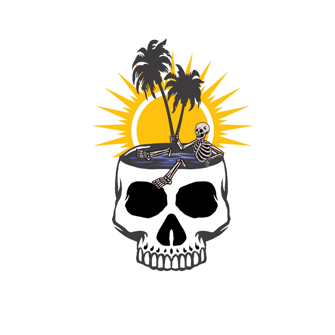 Summer Palm Tree Skeleton Skull PNG JPG Digital Download Vector File ...