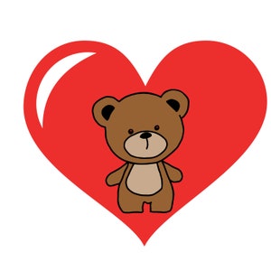 Teddy Bear Svg Download, Red Heart Valentine Day SVG PNG Clipart ...