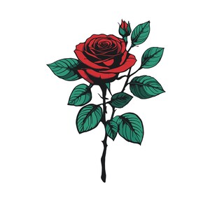 Single RED Rose Svg Download Vector Cut File,png, Jpg Cricut, Valentine ...
