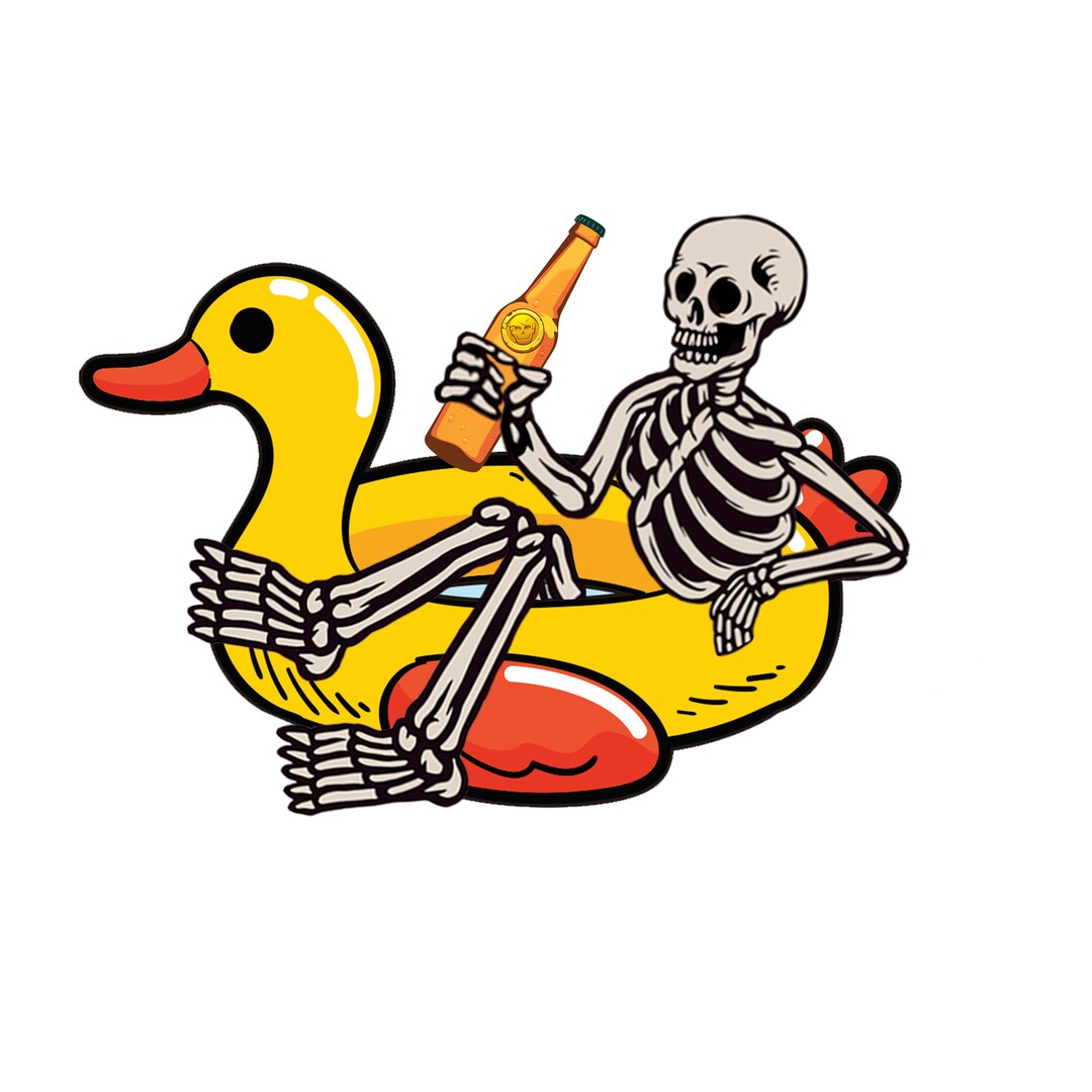Skeleton Duck Floating Drinking PNG JPG Digital Download Vector File ...