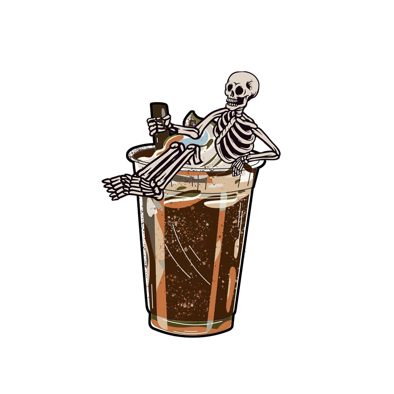 Iced Coffee Skeleton PNG JPG Digital Download Vector File - Etsy