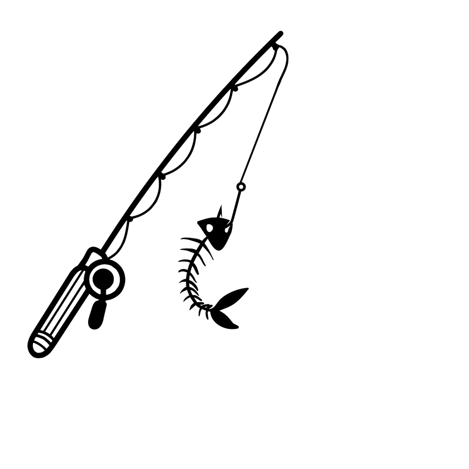 Skeleton Fish With Fishing Poll SVG, Digital Download Fishing Rod ...