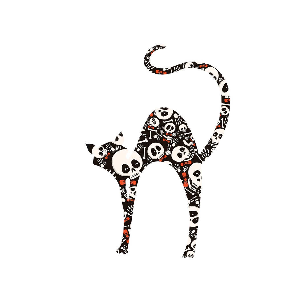 Skeleton Black Cat PNG Download, Cat Clipart, Vector Print to Cut File ...