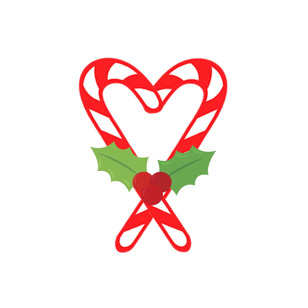 Candy Cane Heart Holly Leaf Svg Download, Christmas Candy Svg, Holiday ...