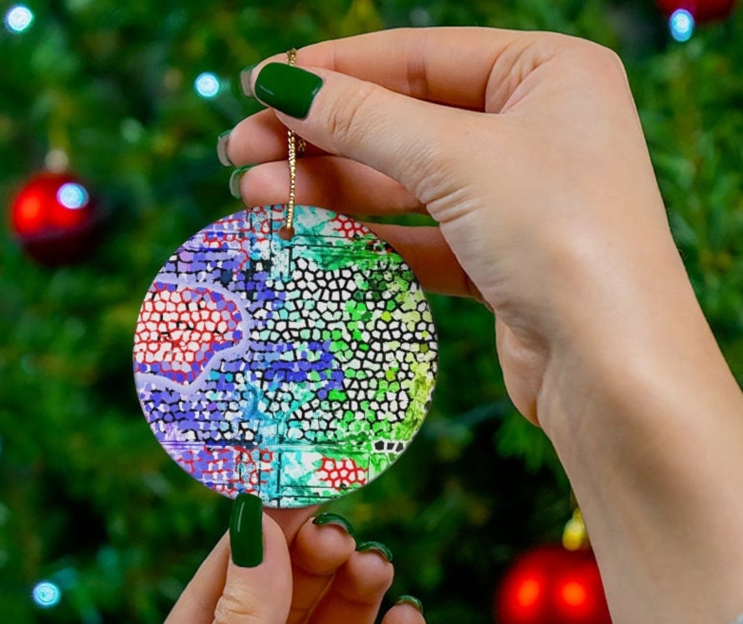 Abstract Christmas Tree Ornament, Tree Ornaments, Xmas Ornament, Round ...