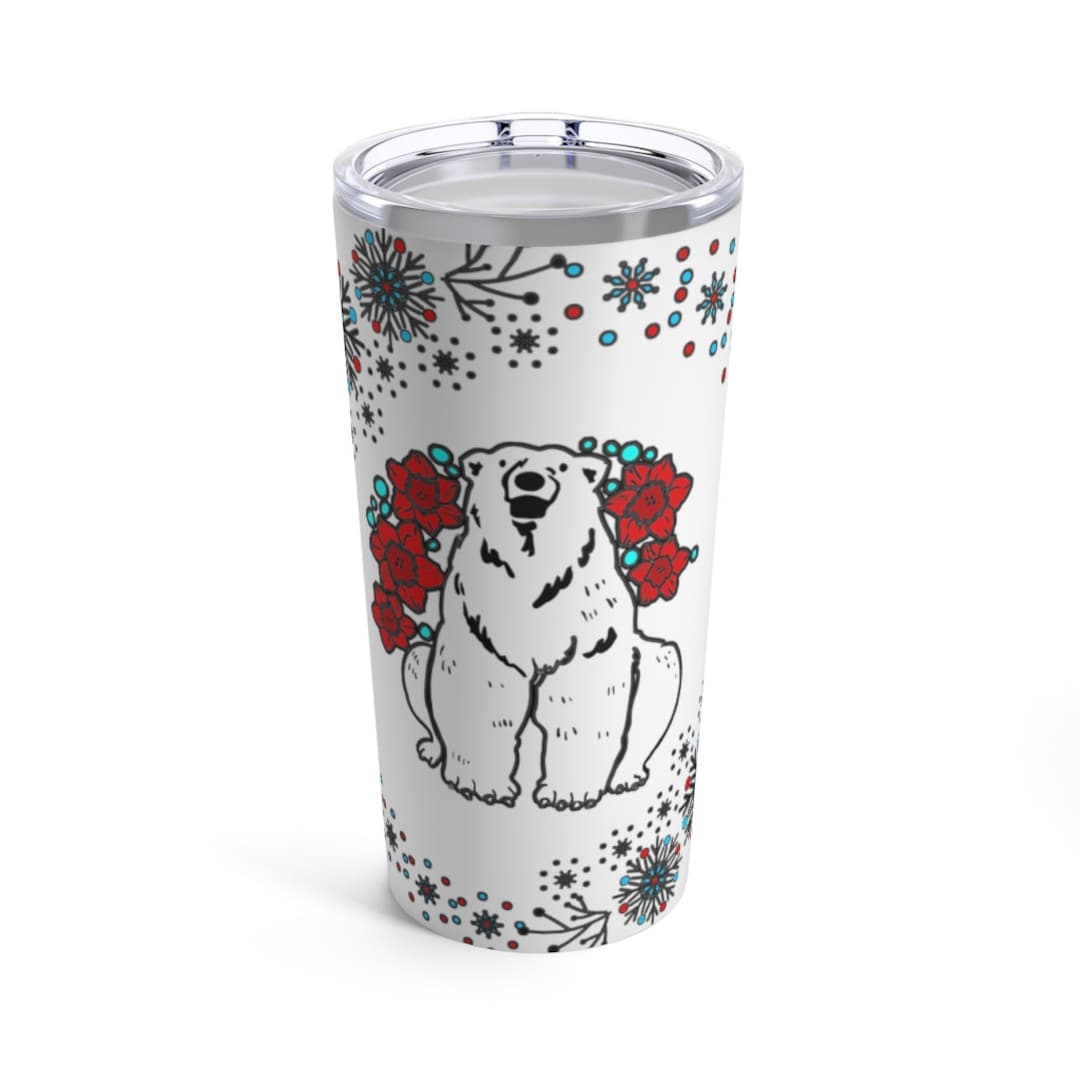 Winter Wishes Christmas Polar Bear Cup Tumbler 20oz Polar Bear Coffee ...