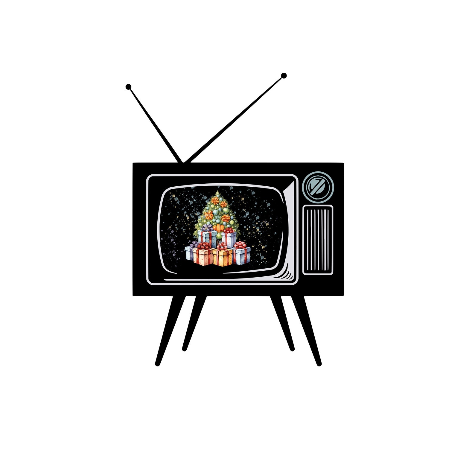Retro Christmas Tree TV SVG Digital Download, Christmas Clip Art ...