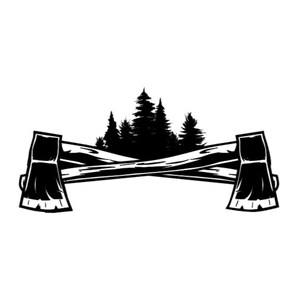 Crossed Axes Tree Line Svg Png Jpg Digital Download, Logger Svg ...
