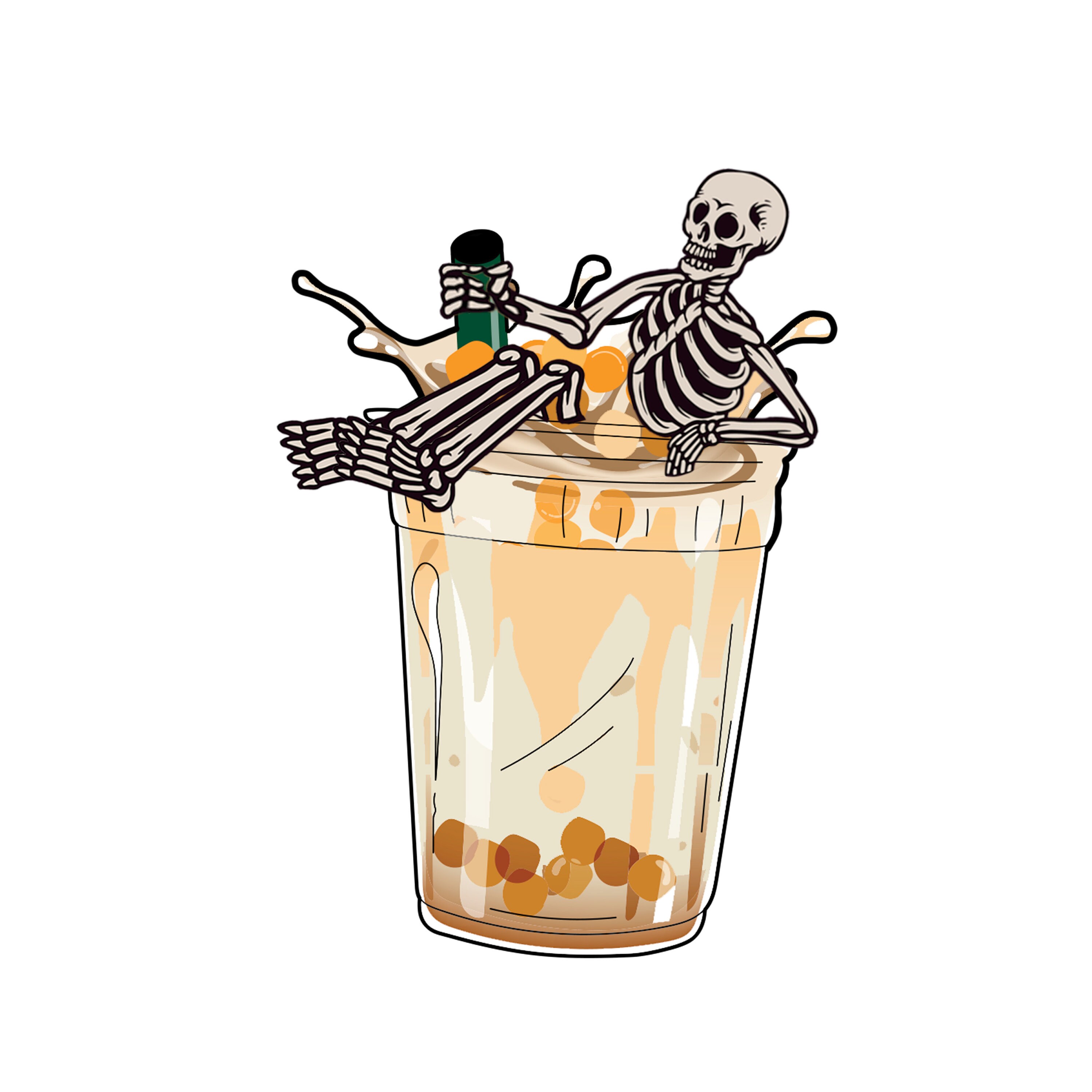 Boba Tea Skeleton PNG JPG Digital Download Vector File, Cricut Png ...