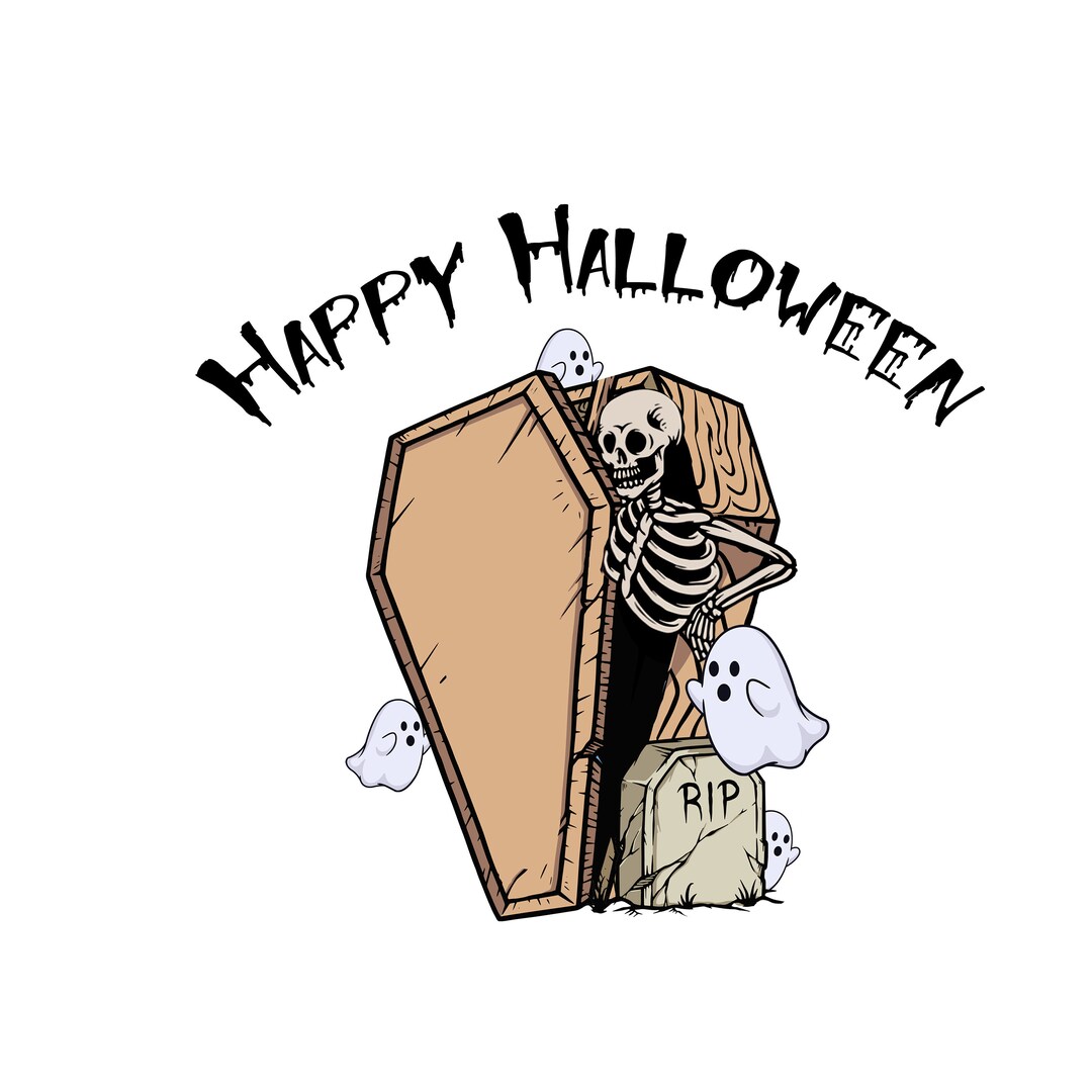 Halloween Skeleton Casket Grave PNG JPG Digital Download Vector File ...