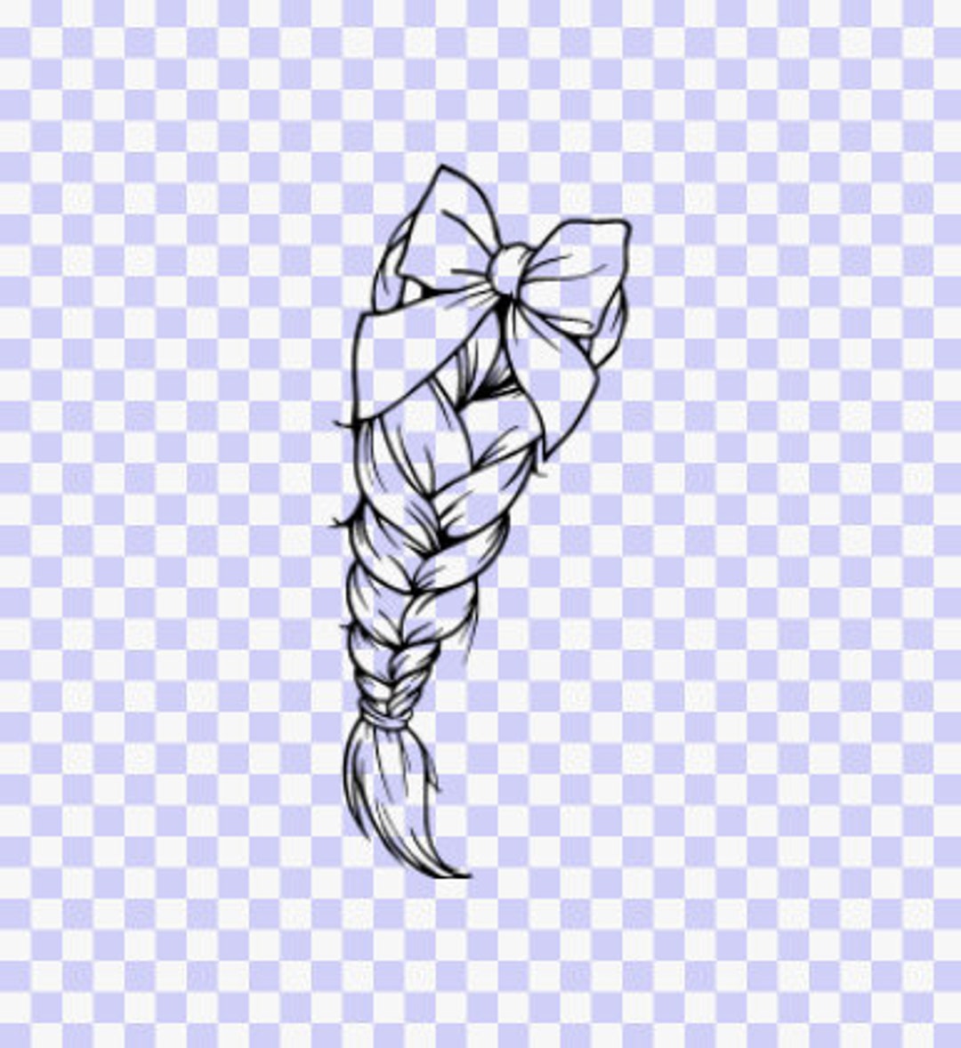 Braided Hair With Bow SVG, PNG Download Cut File Svg, Silhouette, Clip ...