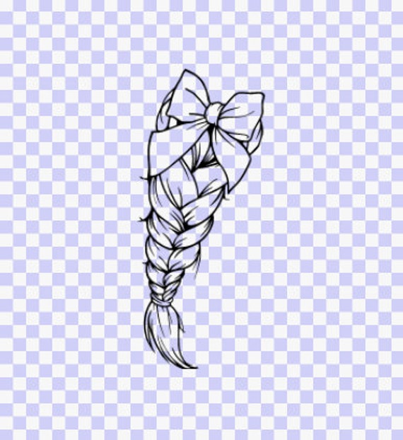 Braided Hair With Bow SVG PNG Download Cut File Svg | Etsy