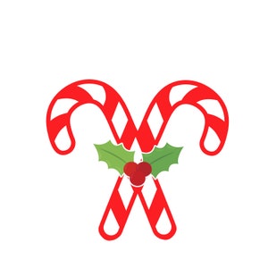 Crossed Candy Canes Holly Leaf Svg Download, Christmas Candy Svg, Holiday Candy Svg, Vector Clip ...