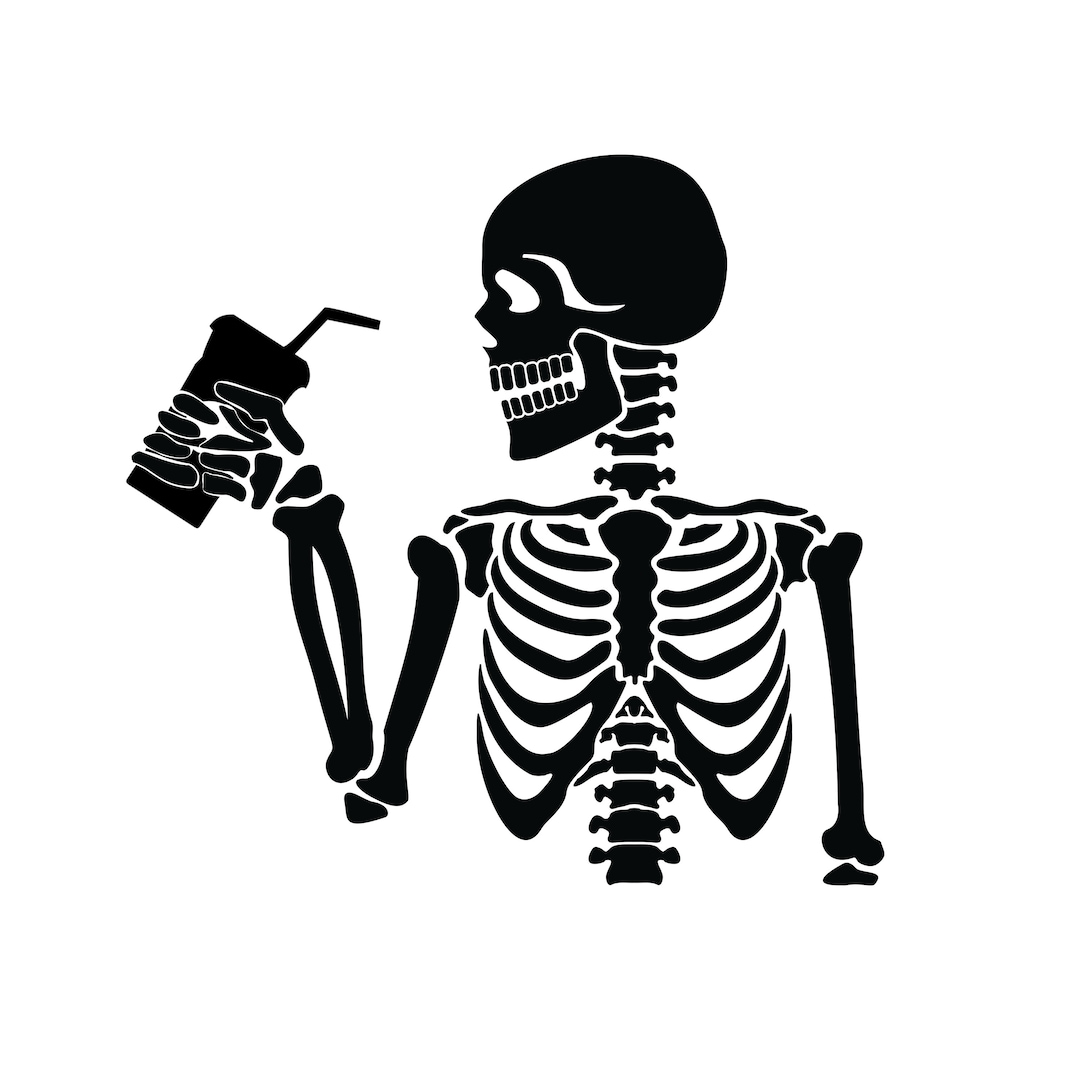 Coffee Drinking Skeleton Digital Download Svg, Png, Jpg Vector Clip Art ...