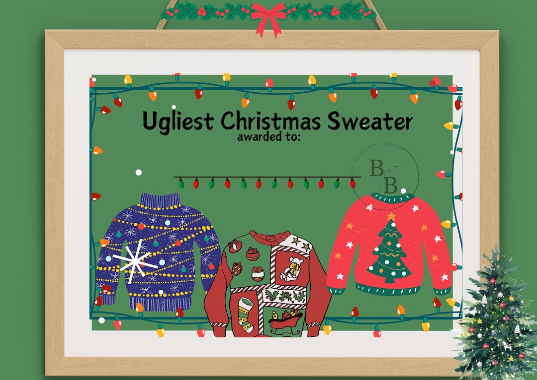 Ugly Christmas Sweater Award, Christmas Spirit, Holiday Employee ...