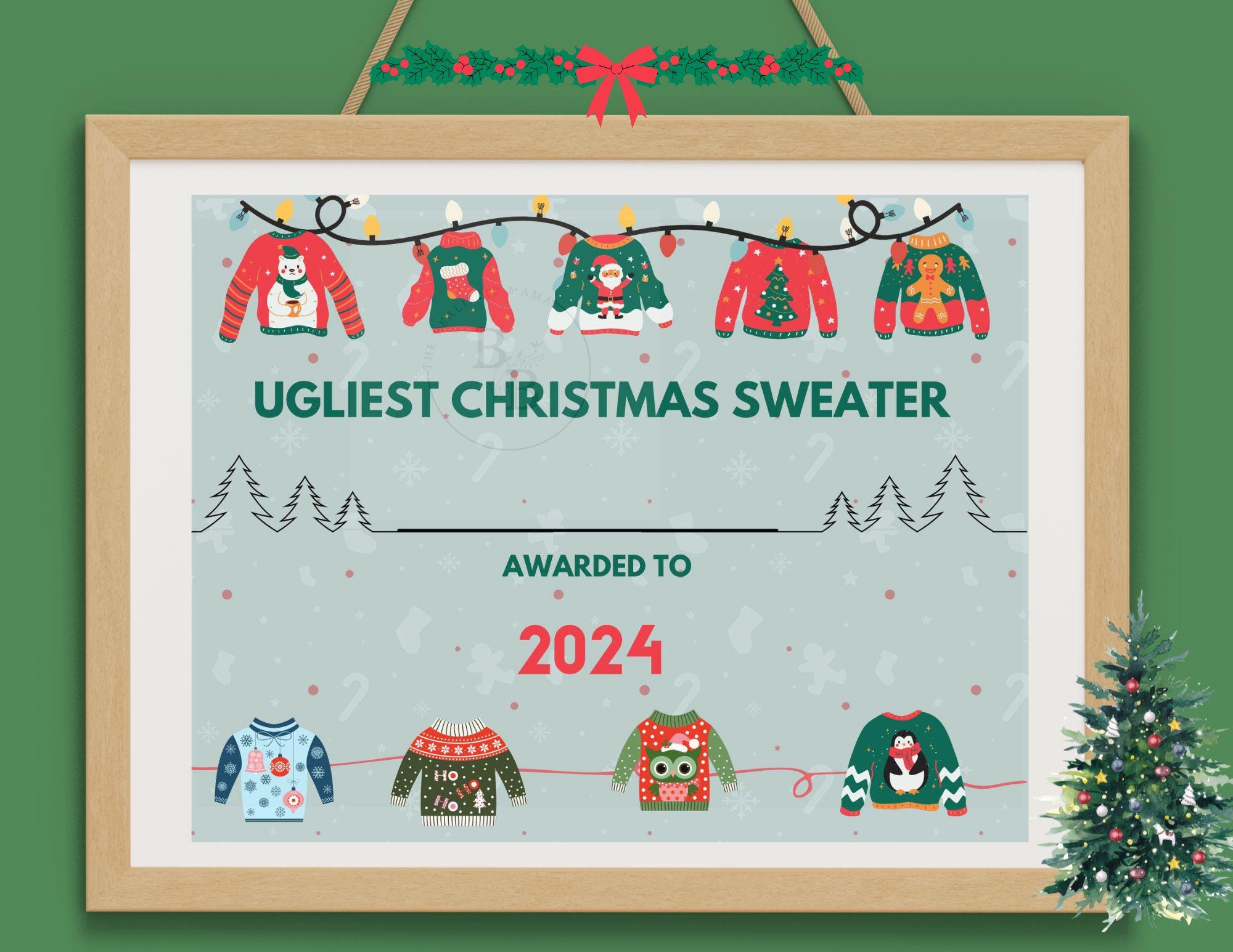 Ugly Christmas Sweater Award, Christmas Spirit, Holiday Employee ...