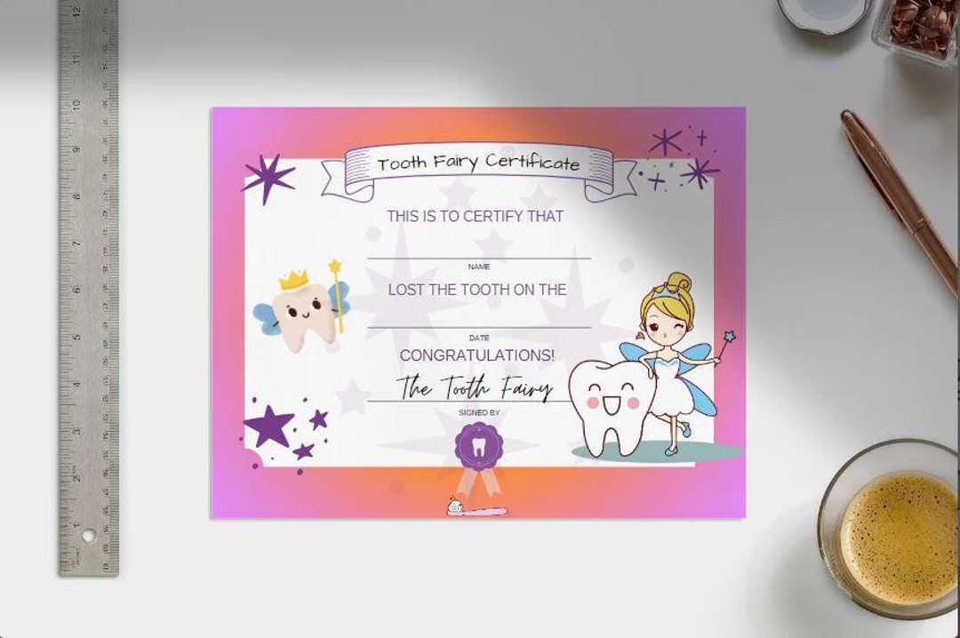 Tooth Fairy Certificate, Kids Certificate, Tooth Fairy Printable, First ...
