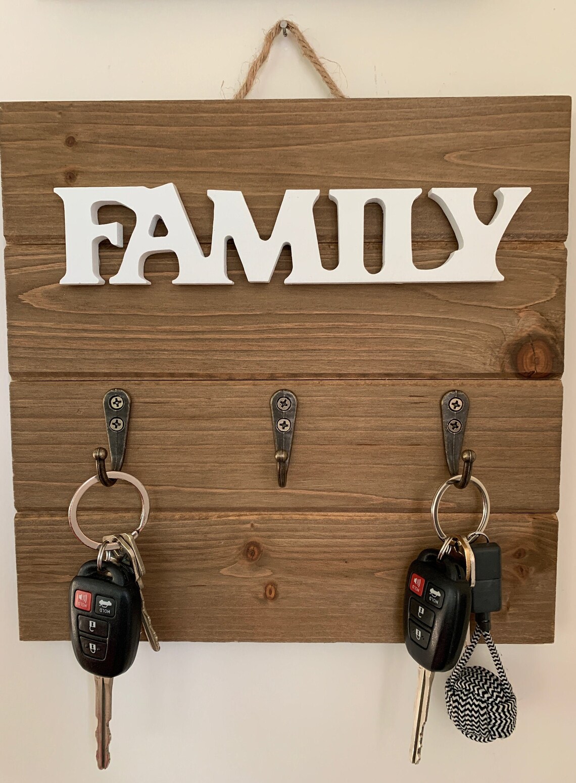 Wooden Keys and Dog Leash Holder Family Wall Plaque With | Etsy