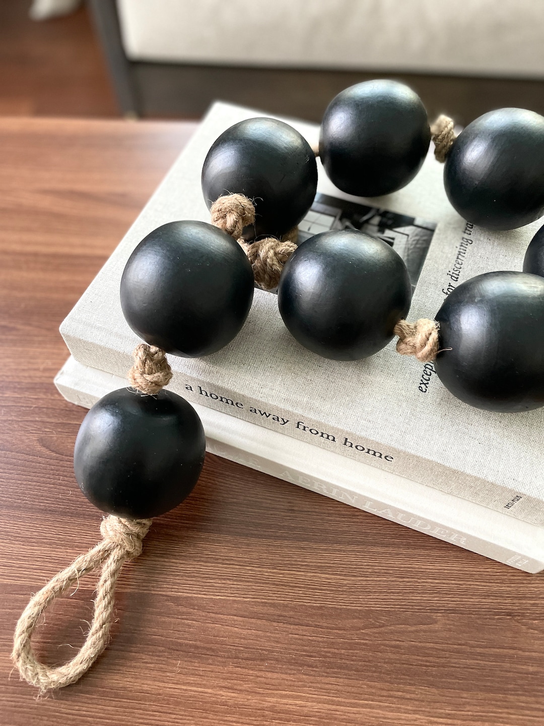 Oversized Black Wood Bead Garland: Farmhouse Tiered Tray Decor - Etsy